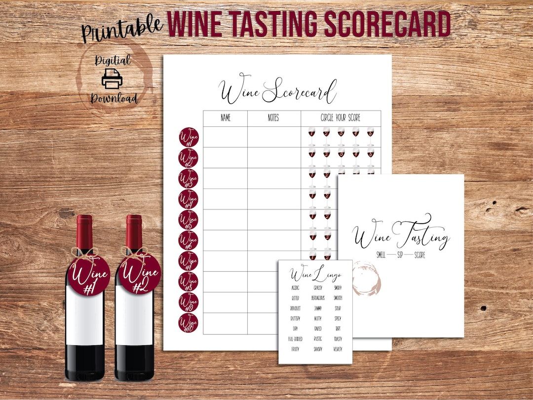 Wine Tasting Party Kit Printable, Wine Tasting Scorecard, Girls Night ...