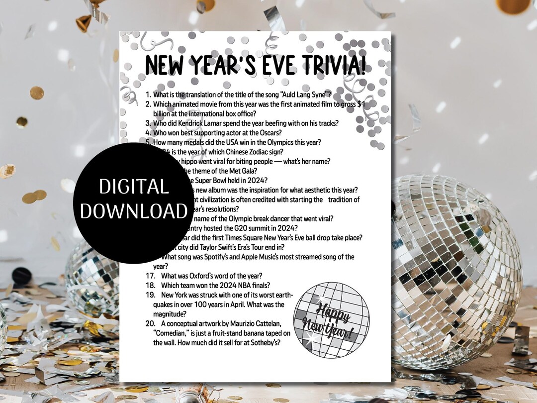 New Years Eve Trivia Game Updated for 2024 New Years Eve Party Games ...