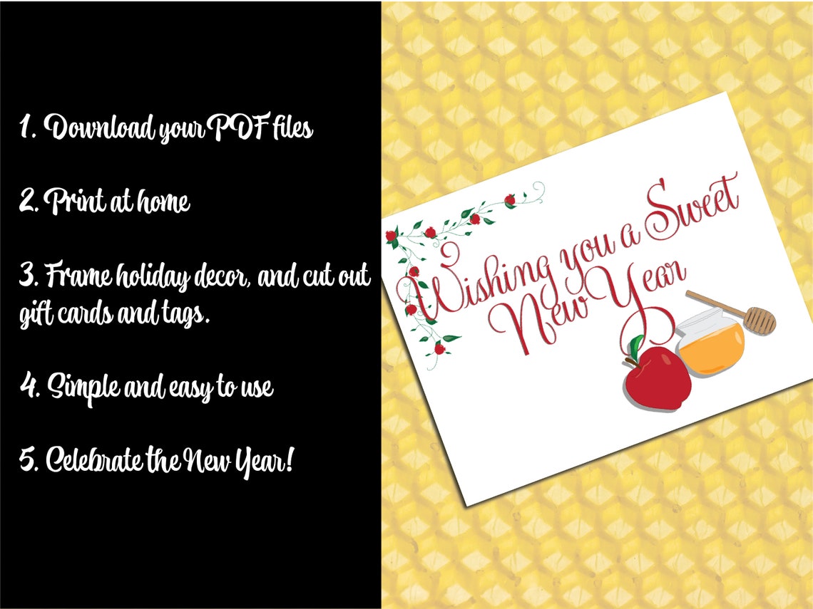 Printable Rosh Hashanah Bundle, Decorations, Holiday Cards and Gift ...