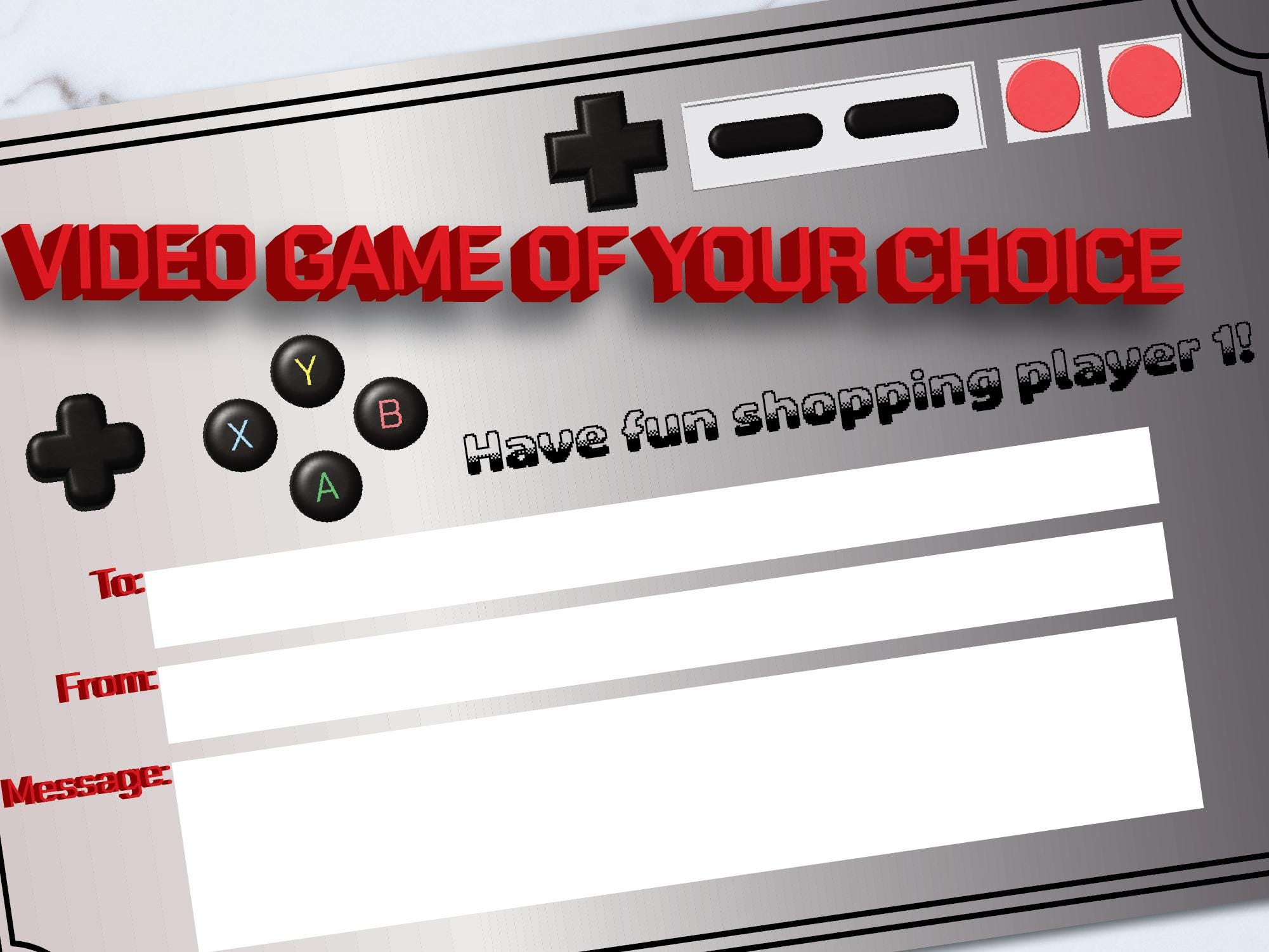 Video Game Gift Certificate Voucher – Printable Gamer Gift Card ...