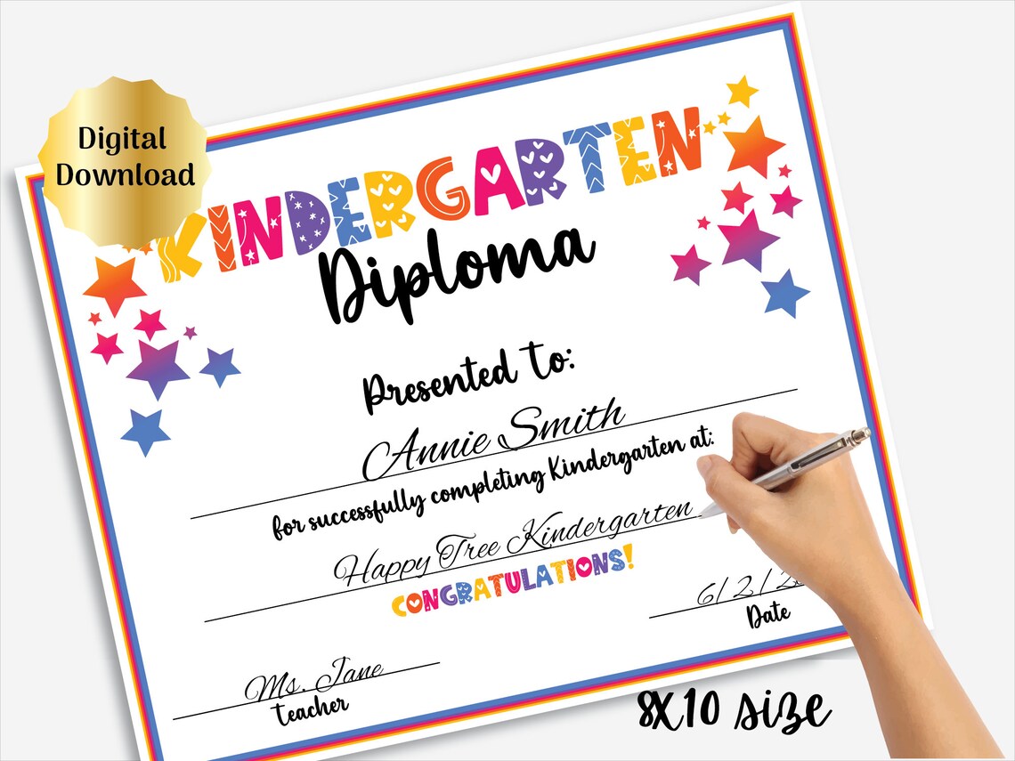 Kindergarten Graduation Diploma Certificate Printable, Kinder Graduate ...
