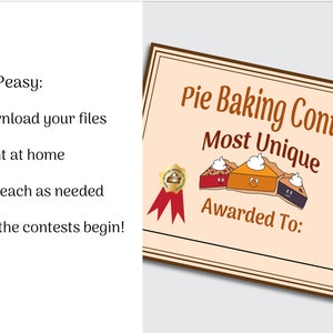 Pie Contest Ballots and Award Certificates Printable, Best Looking Best ...