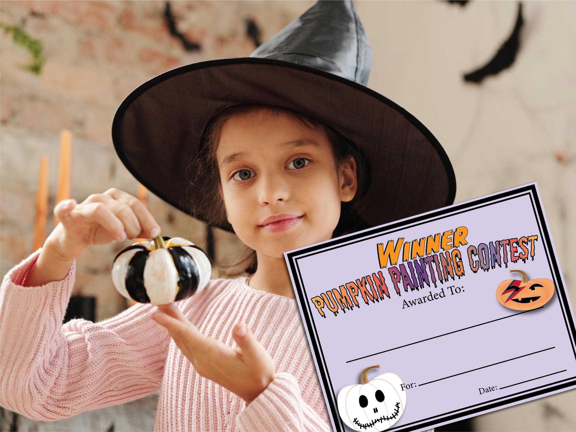 Pumpkin Painting Contest Voting Ballots and Award Winner Certificate ...