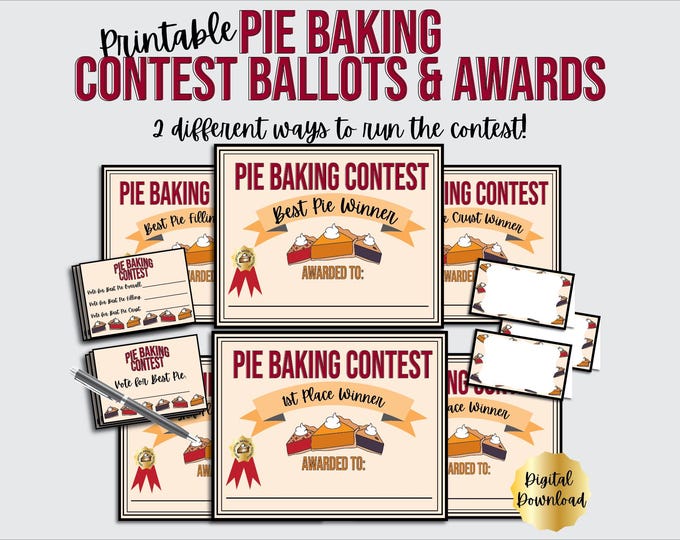 Pie Contest Printables, Pie Baking Contest Score Cards, Printable Pie ...