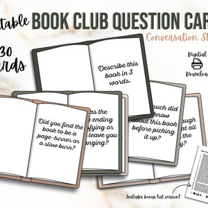 Book Club Question Cards Printable, Book Club Conversation Starters ...