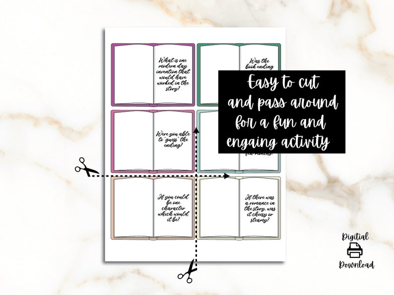 Fantasy Themed Book Club Question Cards Printable, Fantasy Book Club ...