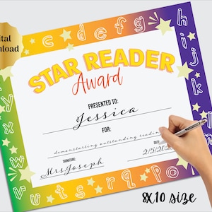 Reading Certificate, Star Reader Award of Recognition, Classroom Award ...