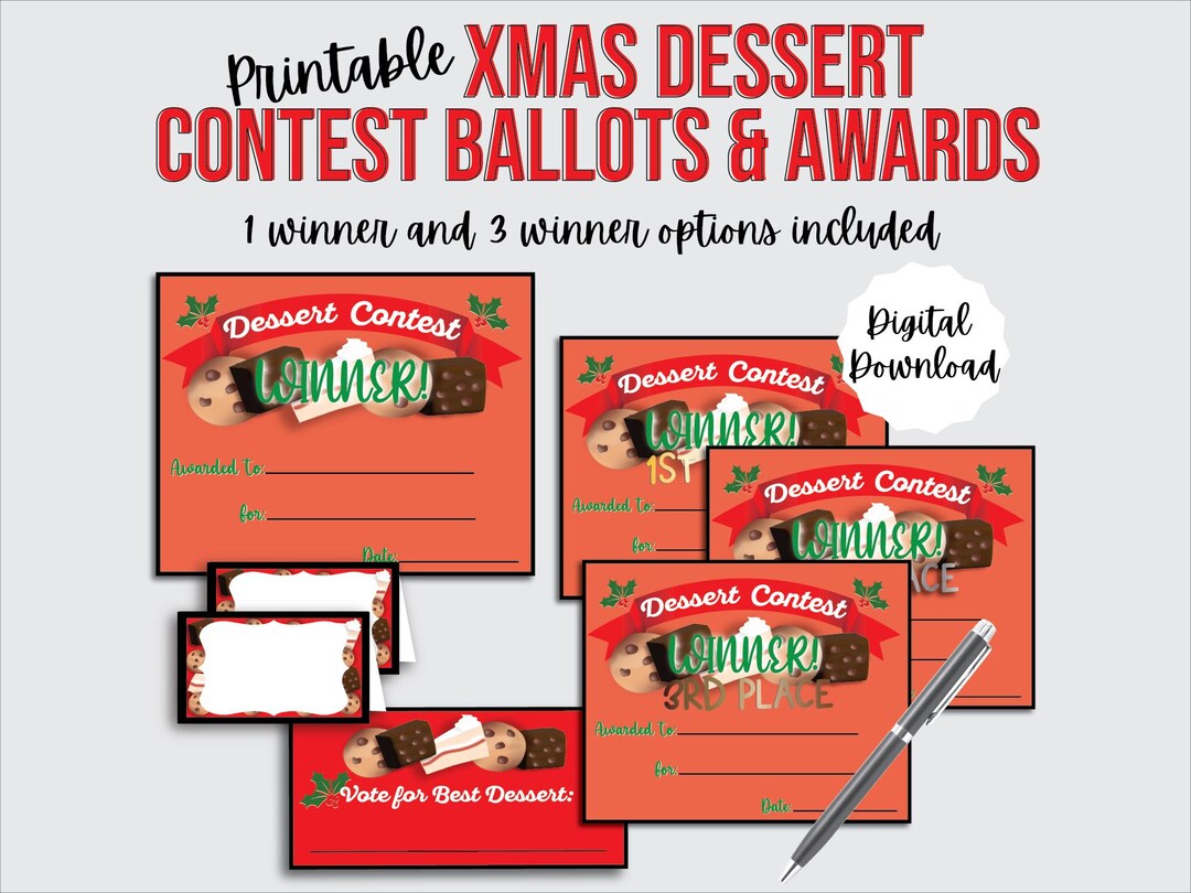 Plantilla de boletas de votación y premios para el concurso de postres ...