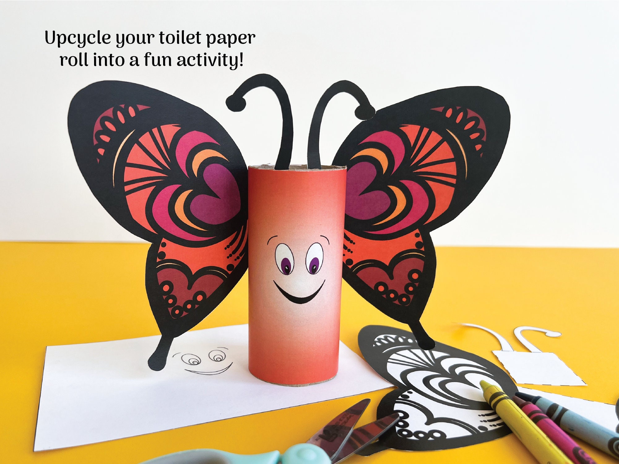 Butterfly Toilet Paper Roll Craft for Kids – Digital Download Valentine ...