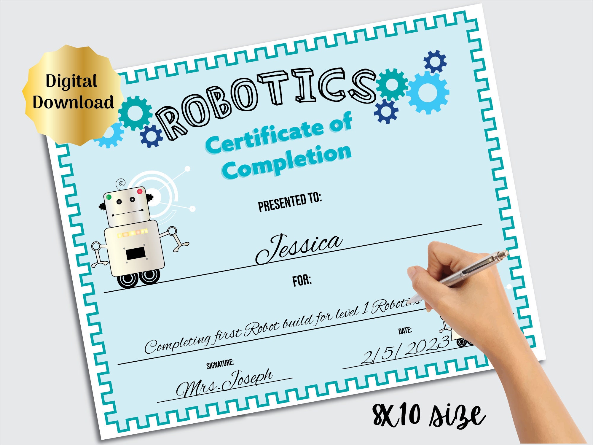 Printable Robotics Certificate of Completion and Robotics Certificate of Recognition, Robotics ...