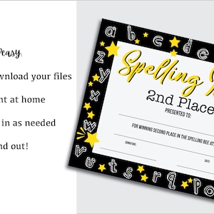 Spelling Bee Certificate Printable Template, Spelling Bee Competition ...