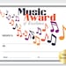 Music Award Certificate Printable for Music Teacher or Music Contest ...