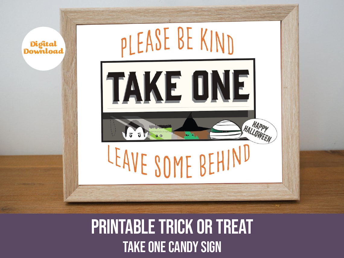 Printable Funny Please Take One Candy Halloween Sign for Trick - Etsy