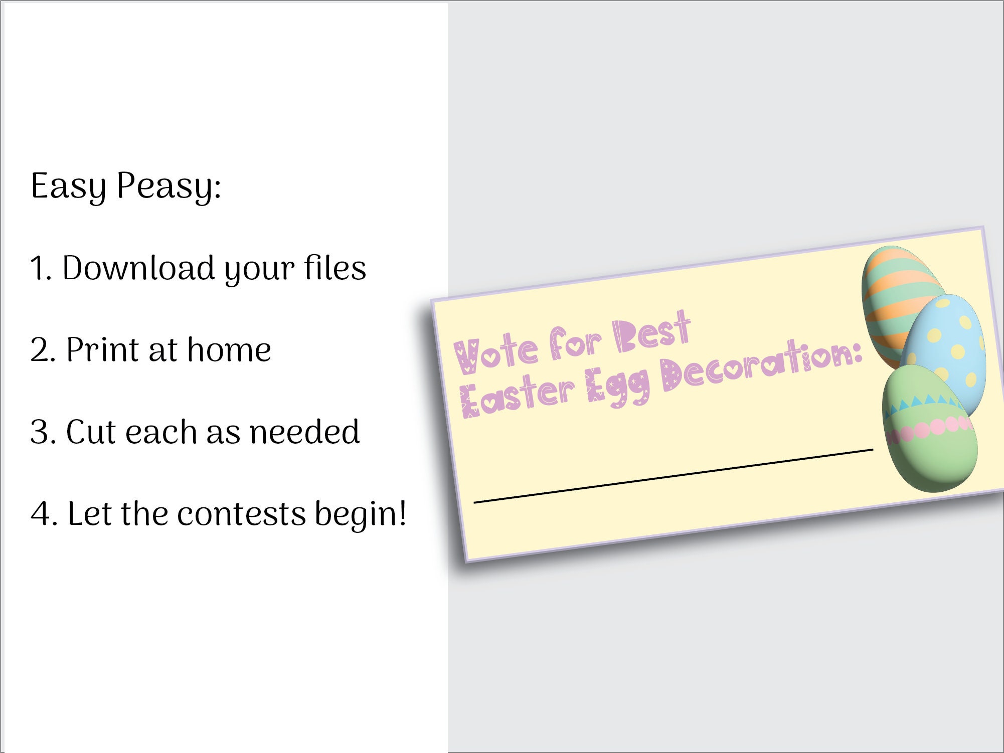 Easter Egg Decorating Contest Voting Ballots and Award Printable ...