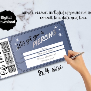 Piercing Gift Certificate Voucher, Body Piercing Gift Certificate ...