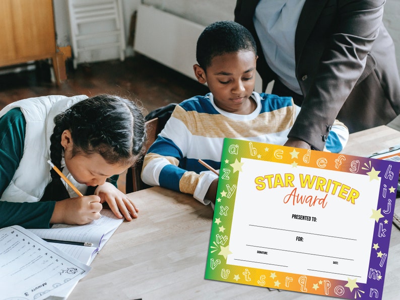 Writing Certificate Printable Template, Star Writer Award of ...