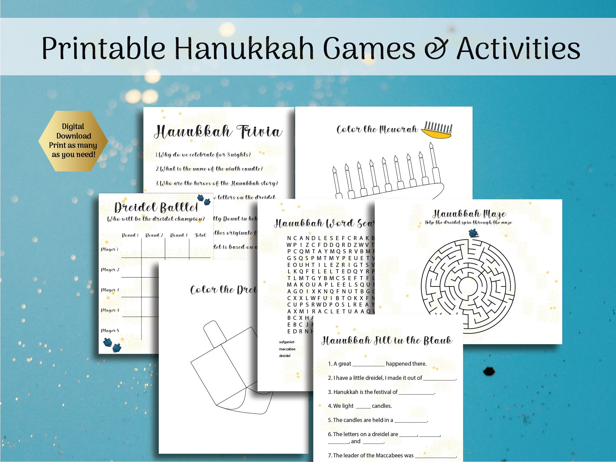 Printable Hanukkah Game and Activity Bundle for Kids - Etsy