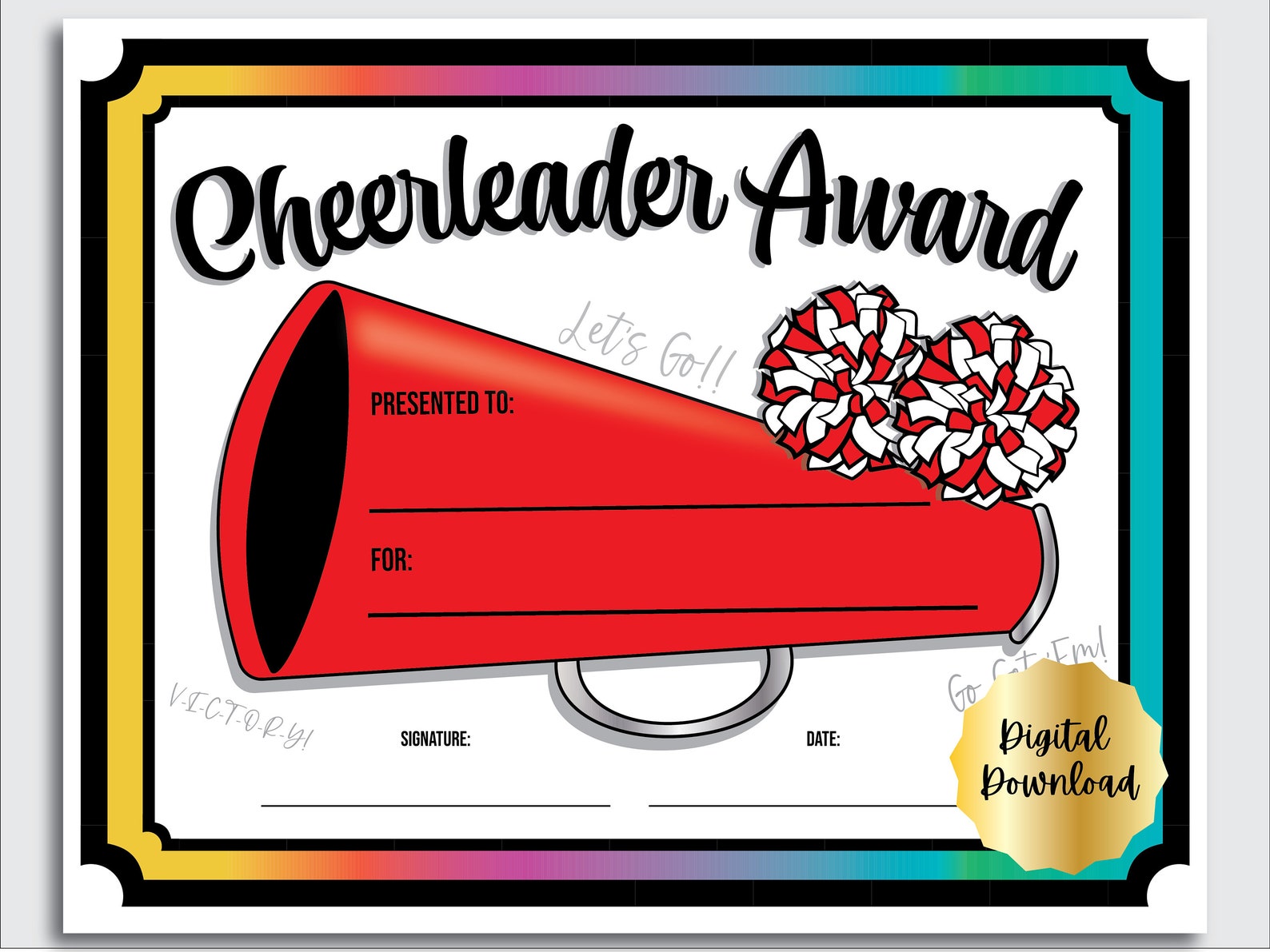 Cheerleading Award Certificate Template for Cheer Team Award of ...