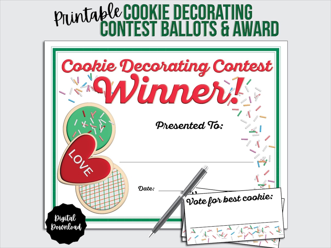 Christmas Cookie Decorating Contest Ballots and Award for Cookie ...