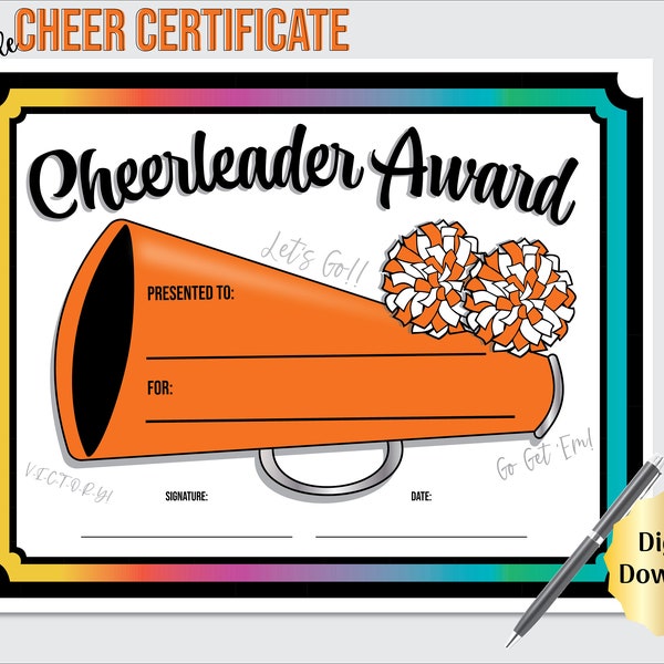 Cheer Certificate - Etsy