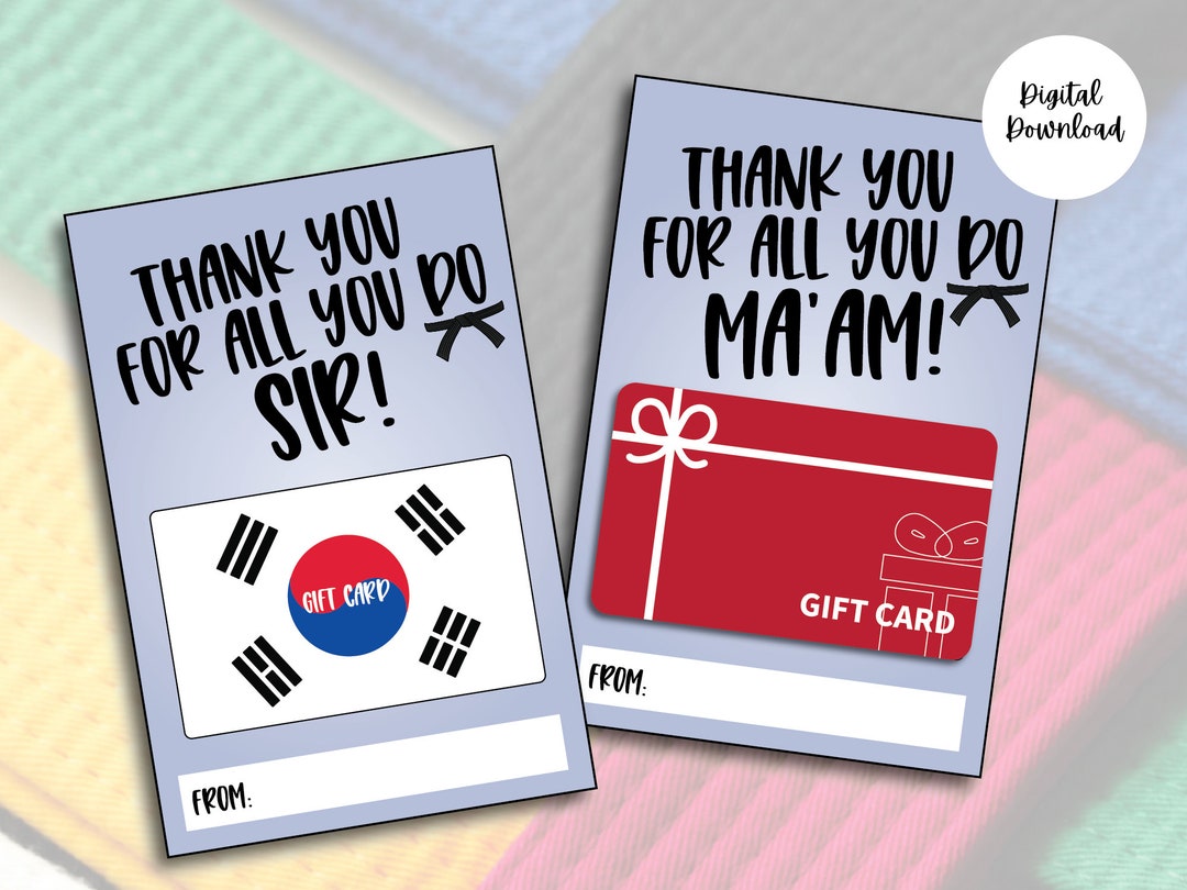 Tae Kwon Do Gift Card Holder for Teacher, Thank You Gift Card for ...
