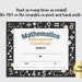 Math Certificate Award of Recognition Template, Editable PDF Digital ...