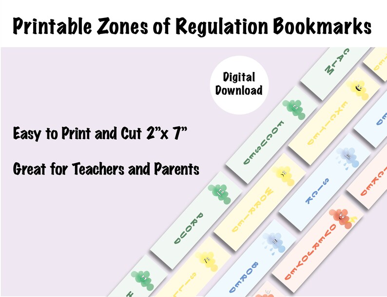 Printable Self-regulation Zone Bundle Bookmarks and What Zone - Etsy