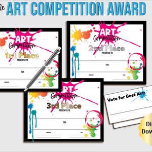 Art Competition Award Certificate Includes 1st 2nd and 3rd Place ...