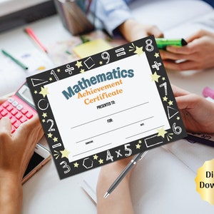 Math Certificate Award of Recognition Template, Editable PDF Digital ...