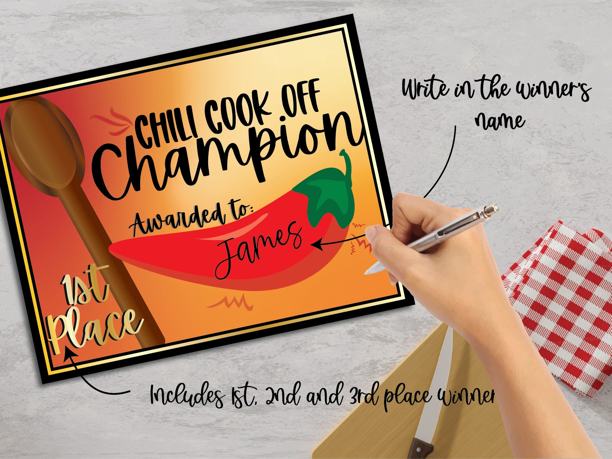 Award Certificates for Chili Cook Off, Voting Ballots and Table Cards ...