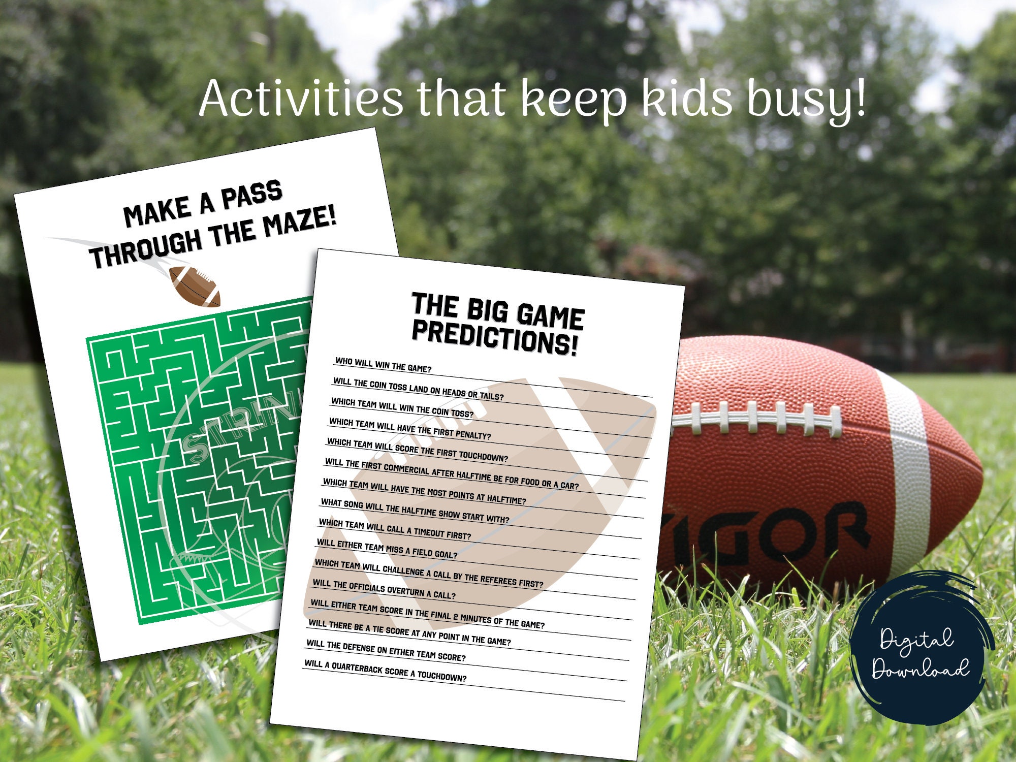 Big Game LVIII 2024 Kids Party Games and Activities, Football Maze ...