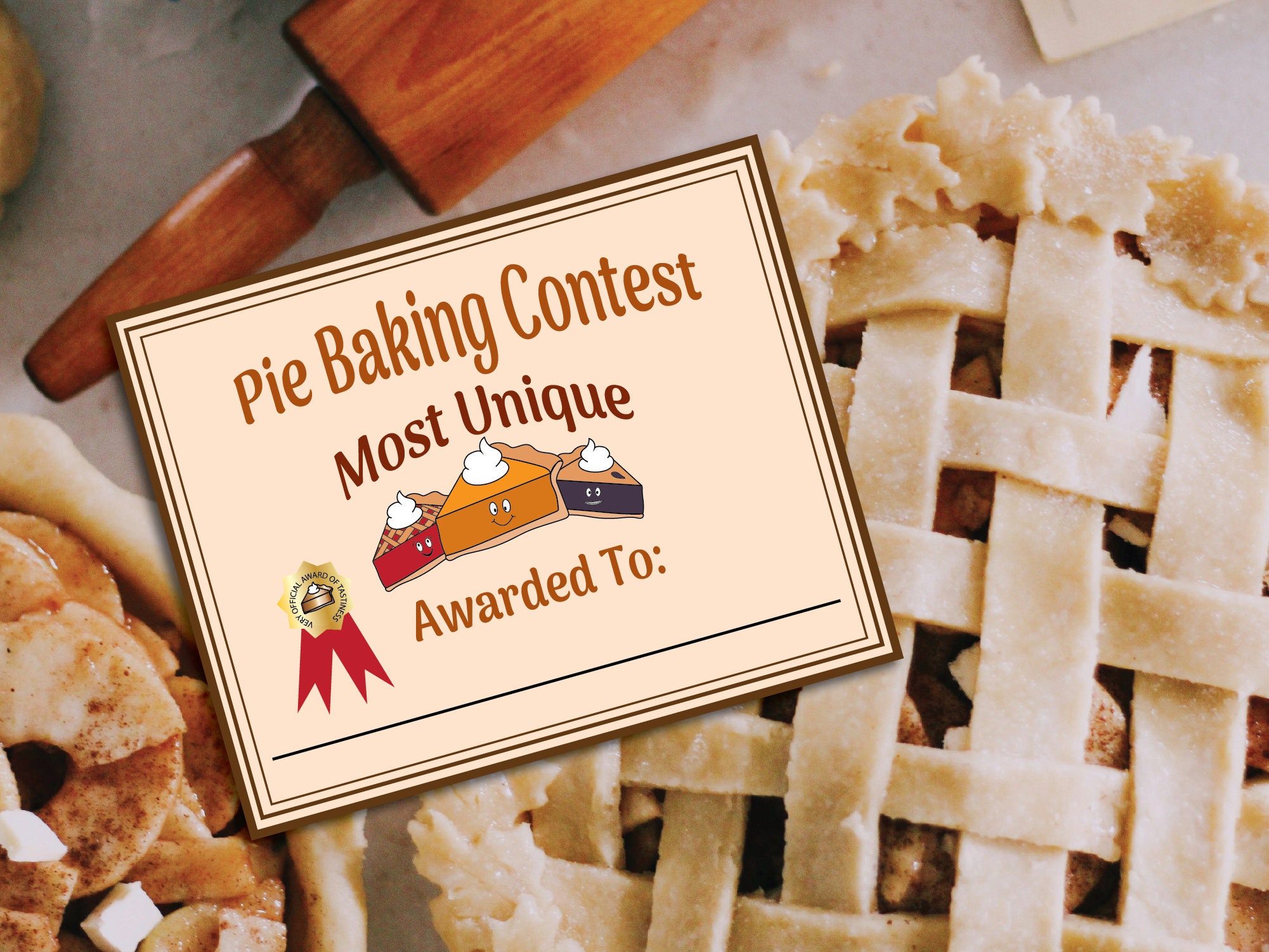 Pie Contest Ballots and Award Certificates Printable, Best Looking Best Tasting and Most Unique ...