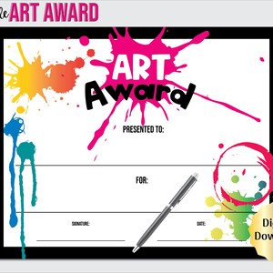 Art Award Certificate Printable, Art Class or Student Art Exhibit ...