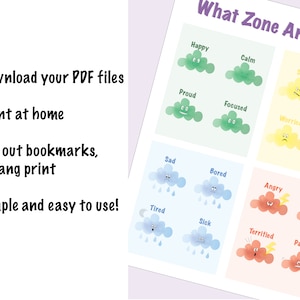 Printable Self-regulation Zone Bundle Bookmarks and What Zone - Etsy