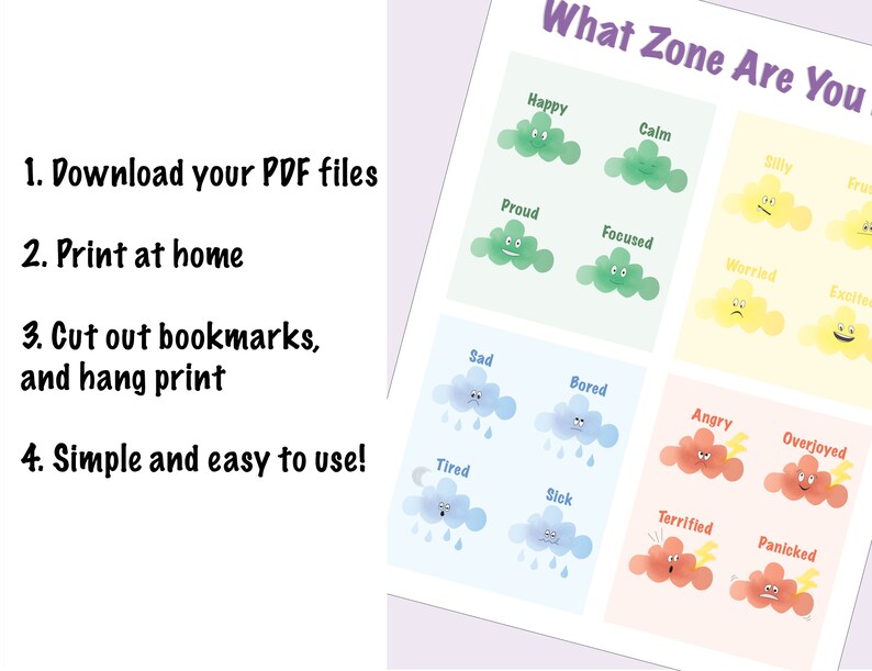 Printable Self-regulation Zone Bundle Bookmarks and What Zone - Etsy Canada