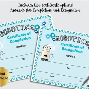 Robotics Certificate of Completion and Robotics Certificate of ...