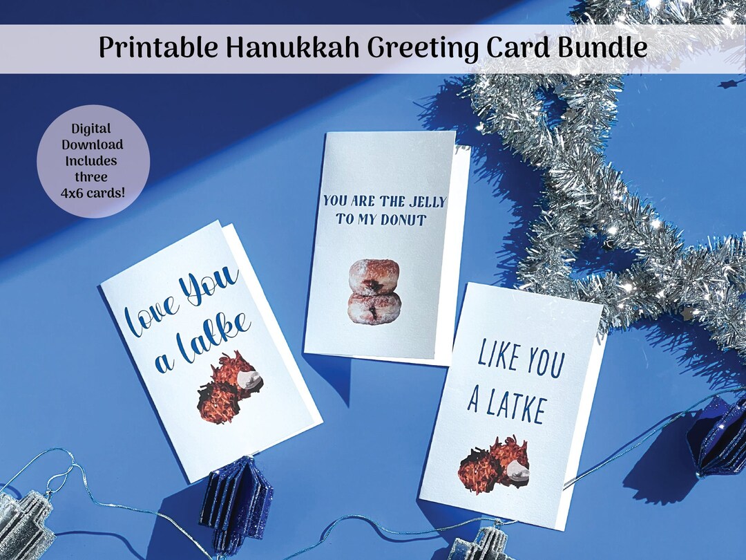 Printable Cute Hanukkah Greeting Card Bundle for People You Love a ...