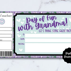 Fun Day With Grandma Ticket – Printable Experience Gift for Kids | Day ...