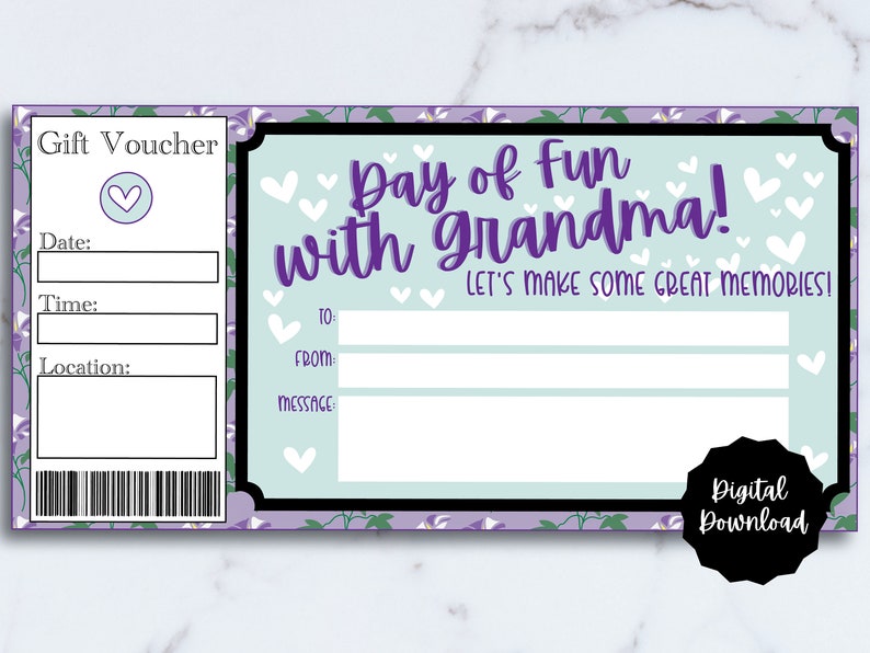 Fun Day With Grandma Ticket, Kids Experience Voucher, Day With Grandma ...