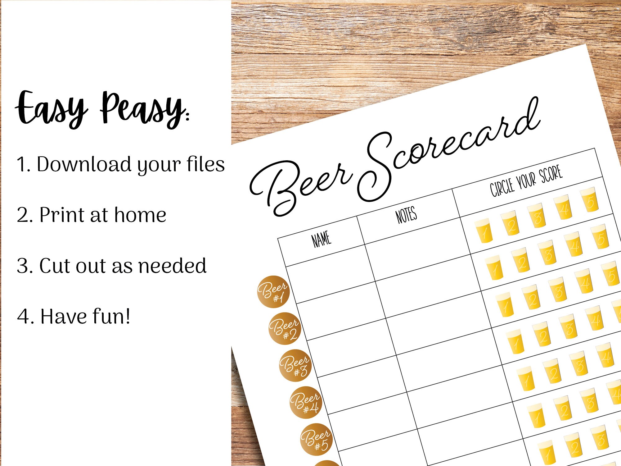 Beer Tasting Party Kit Printable, Beer Tasting Scorecard, Guys Night ...