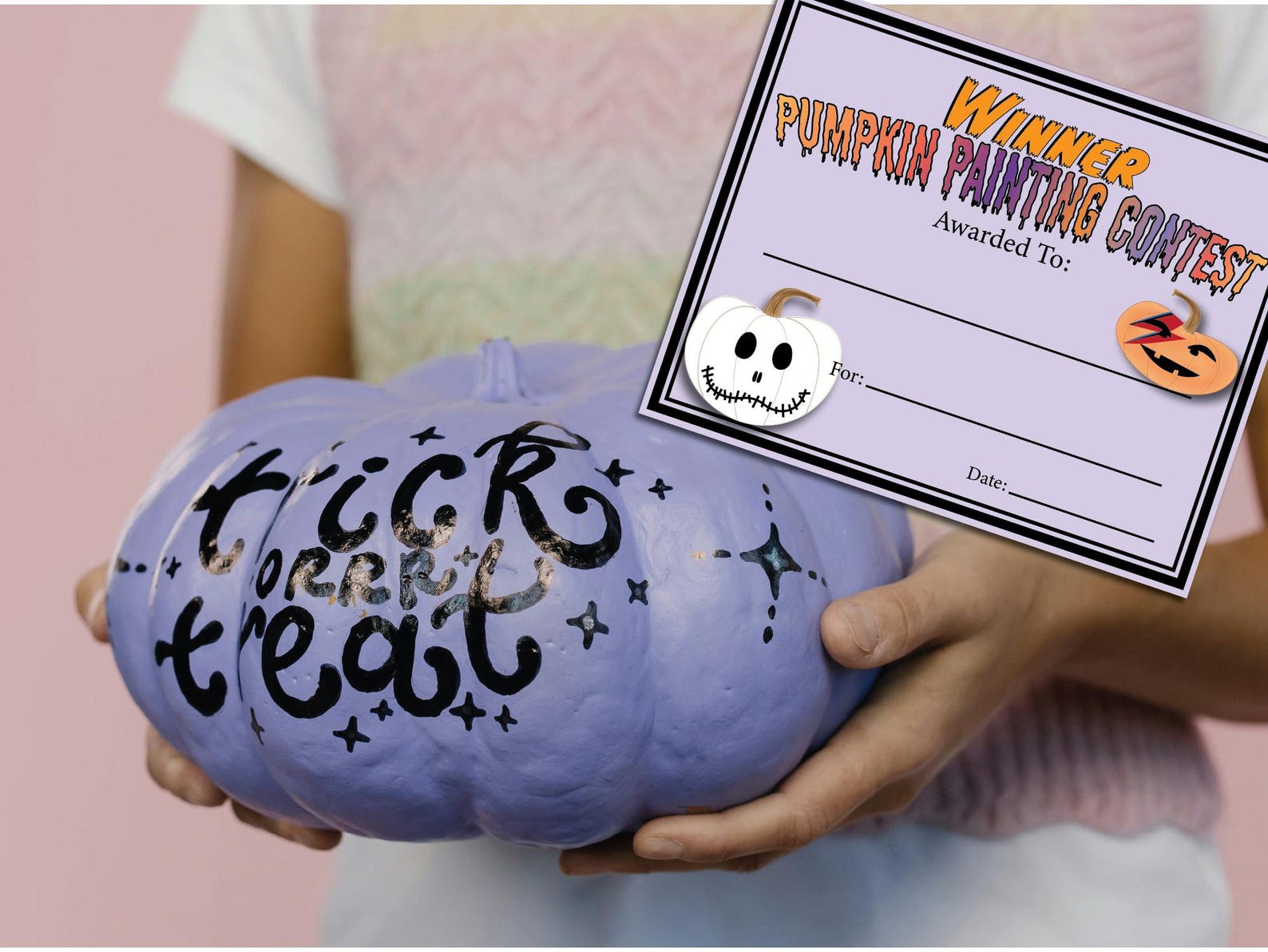 Pumpkin Painting Contest Voting Ballots and Award Winner Certificate ...