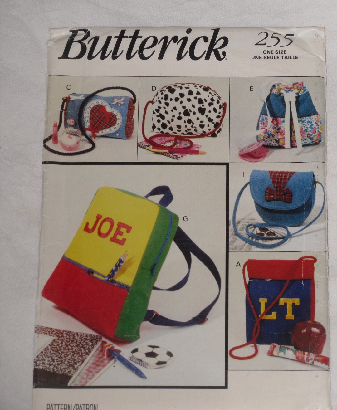 Butterick 255 Pattern Children's Bags Backpack Drawstring - Etsy