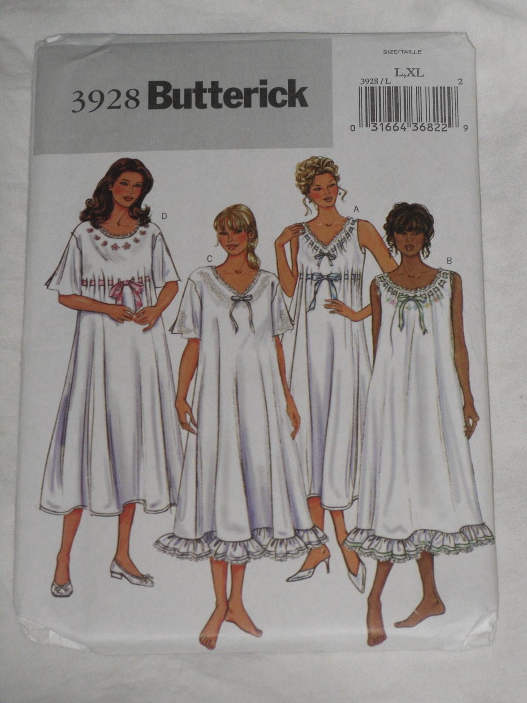 Butterick Pattern 3928 Misses Nightgowns Sizes L Xl Uncut Sleepwear Etsy