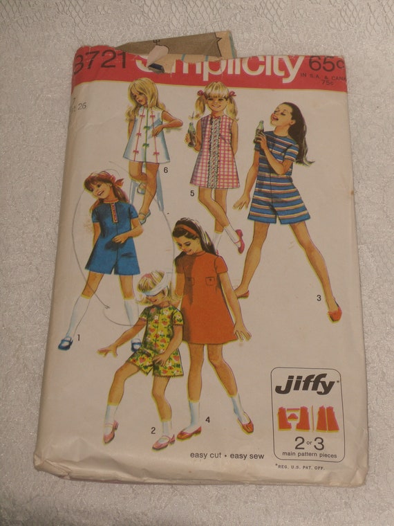 Simplicity 8721 Pattern Girls Dress & Pantdress Size 7 Vintage - Etsy