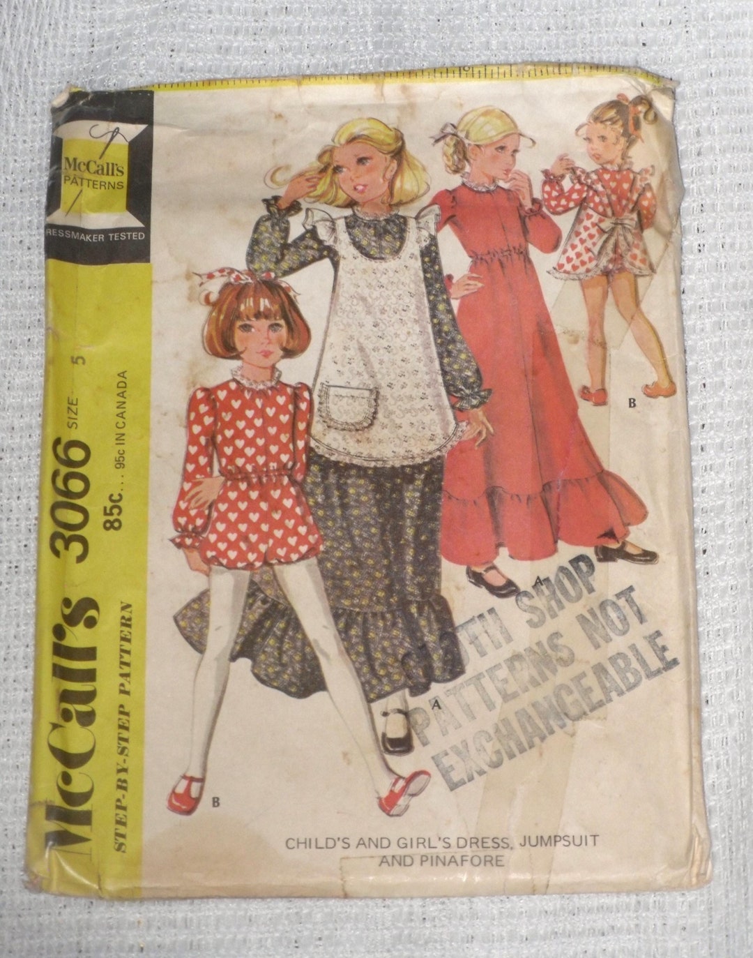 Mccall's 3066 Pattern Girls' Maxi Dress, Jumpsuit & Pinafore Uncut ...