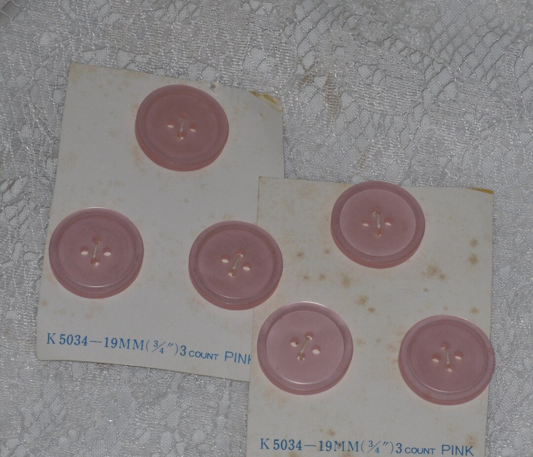 Pastel Pink Buttons Set of 6 Vintage Le Bouton on Card - Etsy