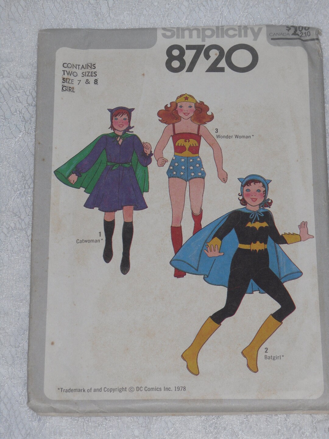 Simplicity 8720 Pattern Girl's Batgirl, Catwoman, Wonder Woman DC ...