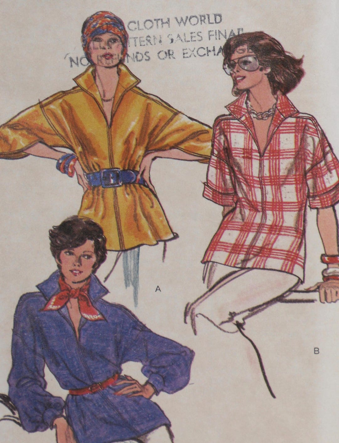 Vogue Pattern 8813 Misses' Loose Overblouse Blouse Top With Kimono ...