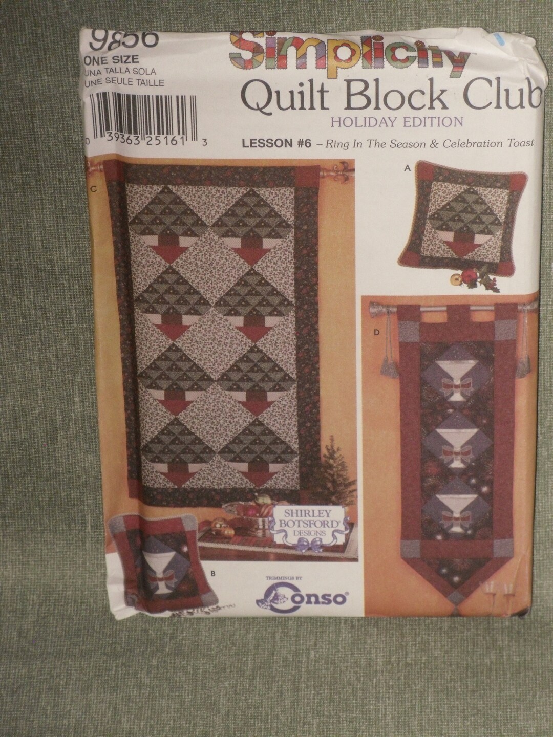 Simplicity 9856 Quilt Pattern Block Pillow Sham Wall Uncut - Etsy