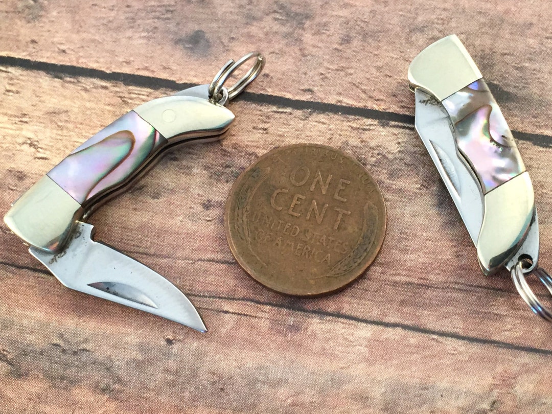Miniature Pocket Knife Pendant Charm Abalone Handle Small Art Knife ...